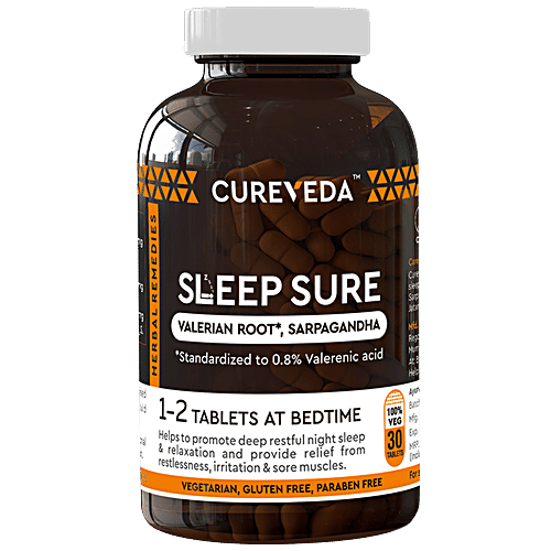 Buy Cureveda Herbal Sleep Sure Non habit Sleeping Pills For Improved ...