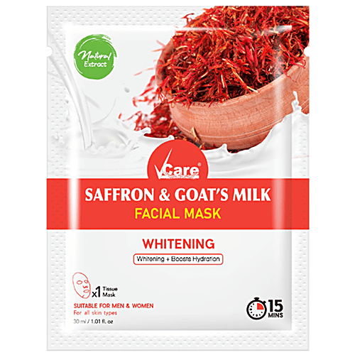 Buy Vcare Facial Mask - With Saffron & Goat’s Milk, For Whitening ...