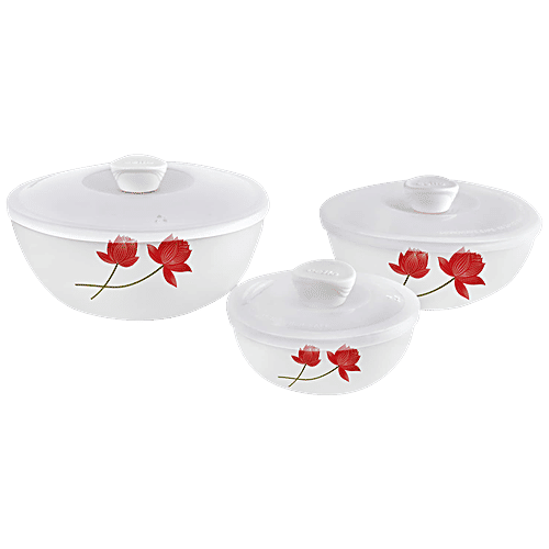 Buy Cello Mixing Bowls Set With Lids - Royale Opalware, Red Lotus ...