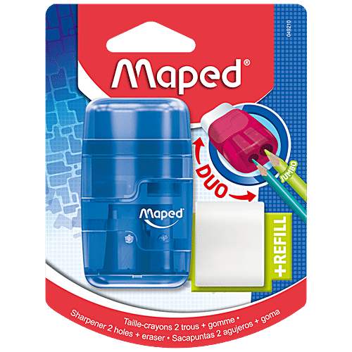 Buy Maped Sharpener With Eraser - Connect, 2 Holes Basic Blister, 52.72 ...