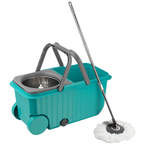 Buy Polyset Dual Wheel Bucket Mop - Steel Wringer, Turquoise Blue ...