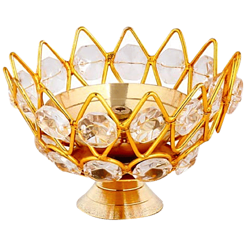 Buy Trm Crystal Bowl Pooja Diya/Oil Lamp - Small, Perfect For ...