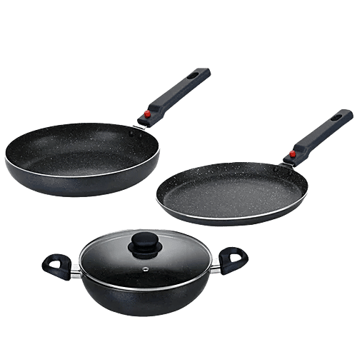 Buy Prestige Non-Stick Cookware Set With Glass Lid - BYK Spatter Finish ...