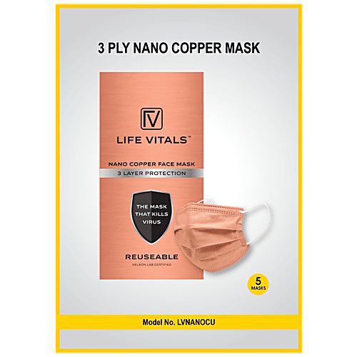 Buy Life Vitals Face Mask - 3 Ply Nano Copper, Protects From Pollution ...