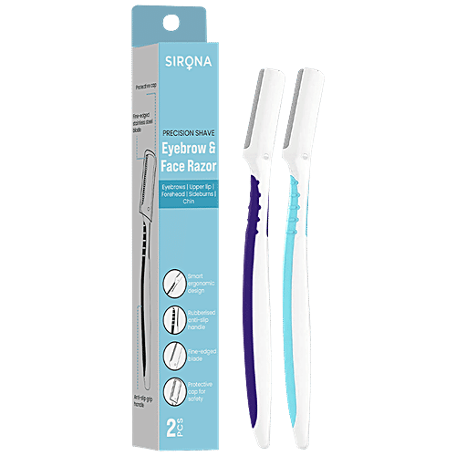 Buy SIRONA Reusable Eyebrow & Face Razors for Painfree Facial Hair ...