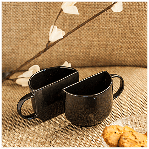 Buy ExclusiveLane Unique Half Ceramic Cups - Black Online at Best Price ...