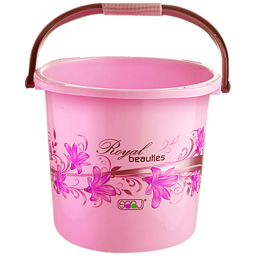 Buy Swastik Water Bucket - Square, Pink, Floral Printed, Sturdy, Long ...