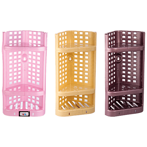 Buy Swastik Plastic Bathroom Corner Rack - 3 Tier, Assorted Colour ...