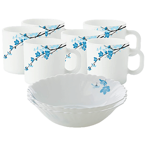 Buy Larah by Borosil Opalware Snack Set - Mimosa, Elegant Design ...