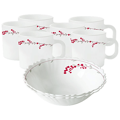 Buy Larah by Borosil Opalware Snack Set - Verona, Elegant Design ...