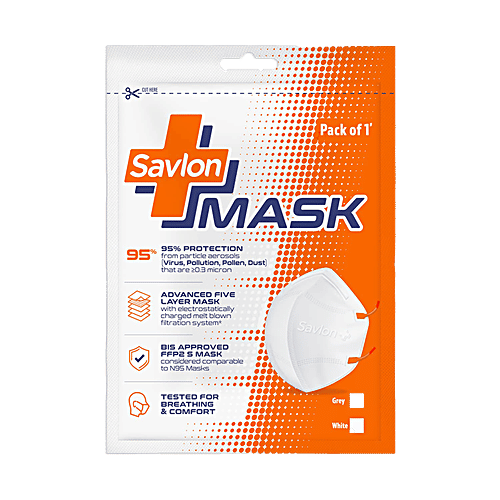 Buy Savlon Mask - With Adjustable Ear Loops, 5 Layers, 95% Protection ...