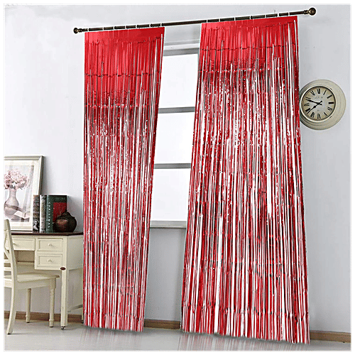 Buy Hankley Metallic Foil Curtains - For Decorations, Red Online at ...