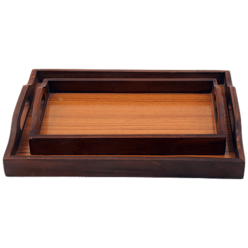 Buy Tia Wooden Swift Teak Tray Set - Durable, Sturdy, Eco Friendly ...