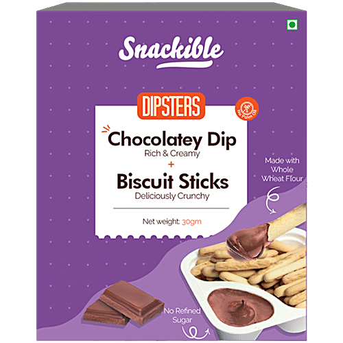 Buy Snackible Dipsters Chocolatey Dip Rich & Creamy + Biscuit Sticks ...
