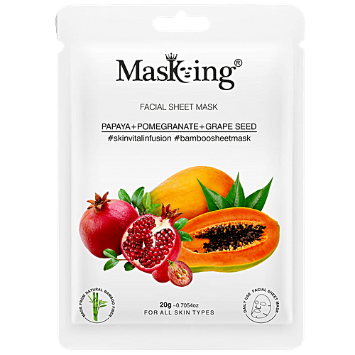 Buy MasKing Bamboo Facial Sheet Mask - Papaya, Pomegranate & Grape Seed ...