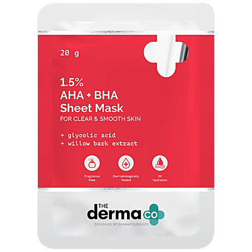 Buy The Derma Co 1.5% AHA & BHA Sheet Mask - With Glycolic Acid, For ...