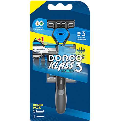 Buy Dorco Klass 3 Hybrid Razor System - With 5 Cartridges, Vitamin E ...