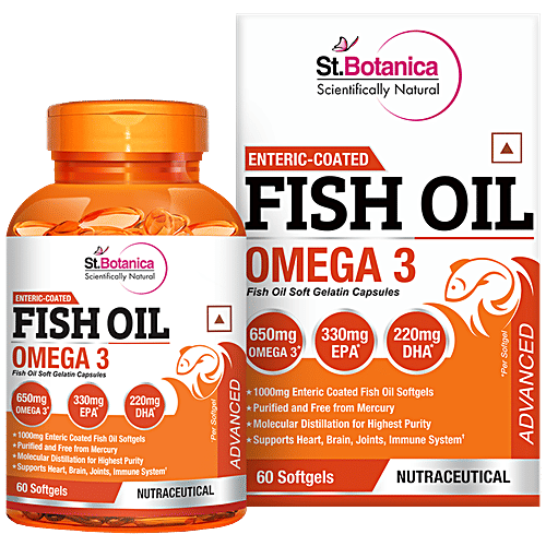Buy StBotanica Fish Oil 1000mg Softgels - Advanced Double Strength ...