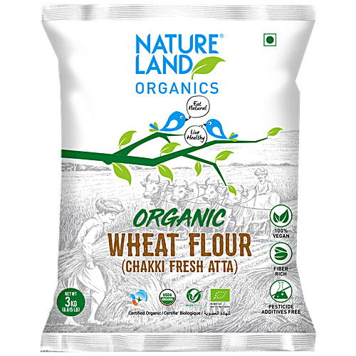 Buy Natureland Organics Whole Wheat Flour - Chakki Fresh Atta, Makes ...