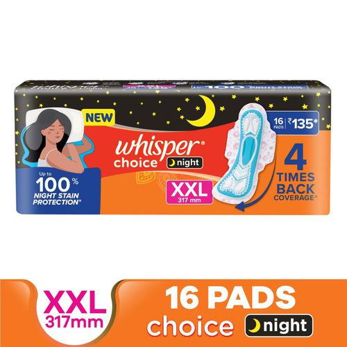 Buy Whisper Choice Night Sanitary Pads - XXL Online at Best Price of Rs ...
