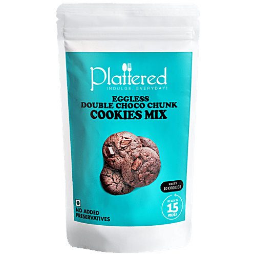 Buy PLATTERED Eggless Double Choco Chunk Cookies Mix - No Added ...