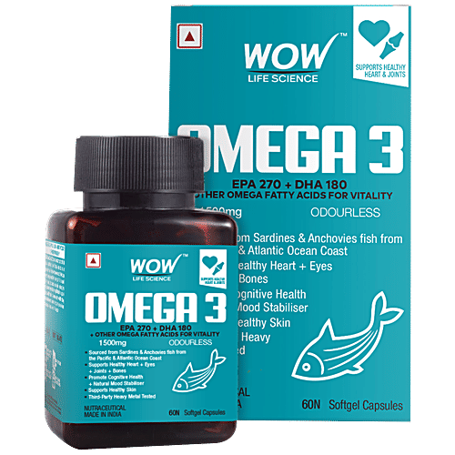 Buy WOW Life Science Omega-3 Capsule With Fish Oil - Supports Hea ...