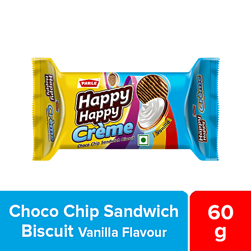 Buy Parle Happy Happy Creme Choco Chip Sandwich Biscuit - Vanilla ...