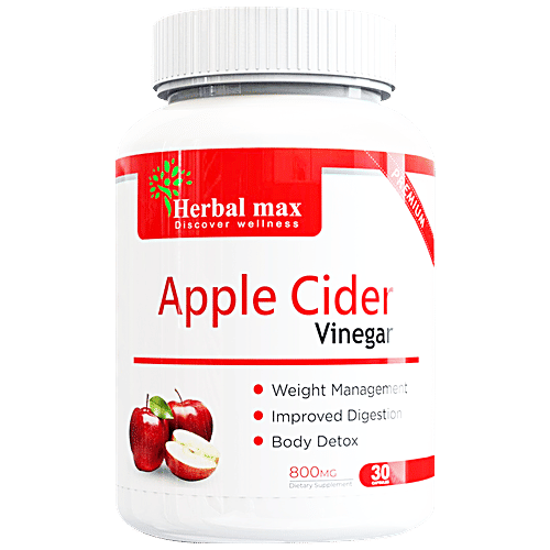 Buy Herbal Max Apple Cider Vinegar Capsules - For Body Detoxification ...