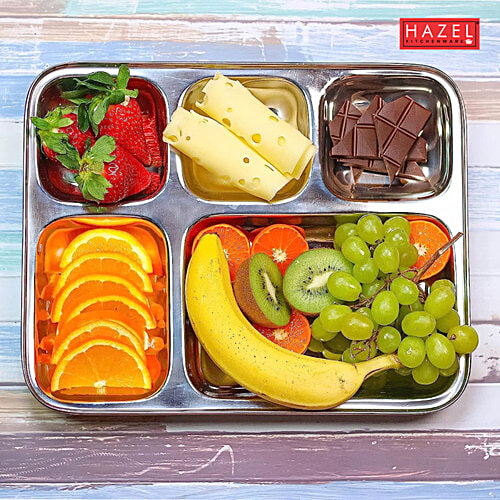 Buy Hazel Stainless Steel Rectangle Dinner Plate/Bhojan Patra - With ...