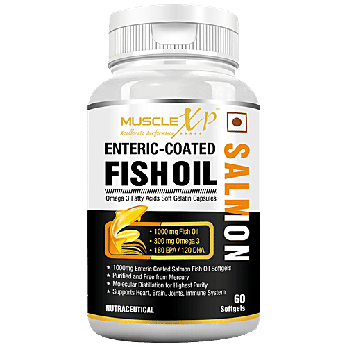Buy MuscleXP Enteric Coated Salmon Fish Oil 1000mg Softgel Capsule ...