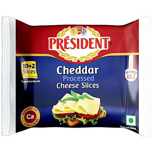 Buy PRESIDENT Cheddar Cheese Slice - Processed, Source Of Calcium ...