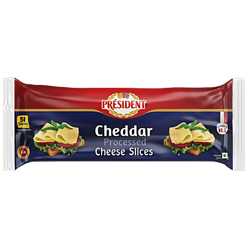 Buy PRESIDENT Cheddar Cheese Slice - Processed, Source Of Calcium ...