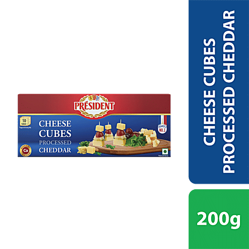 Buy PRESIDENT Cheddar Cheese Cubes - Processed, Premium Online at Best ...