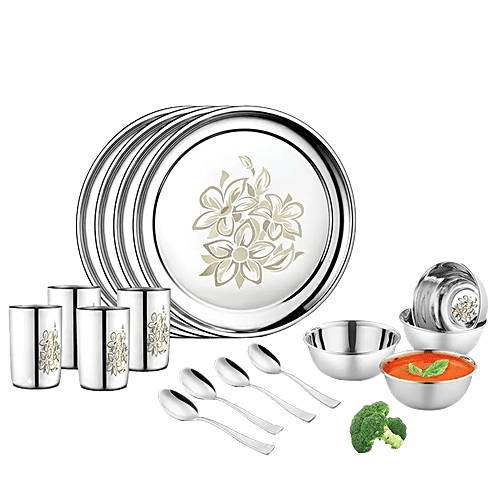 Buy Jensons Daisy Dinner Set - Stainless Steel, Durable, Rustproof ...