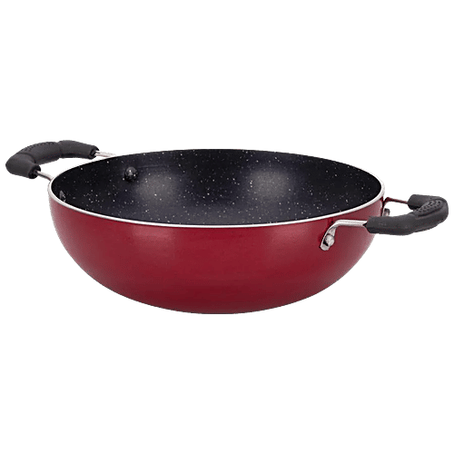 Buy Navrang Non-Stick Aluminium Kadai - 3 Layer, Induction Base, 22 cm, 2.7 mm Online at Best ...