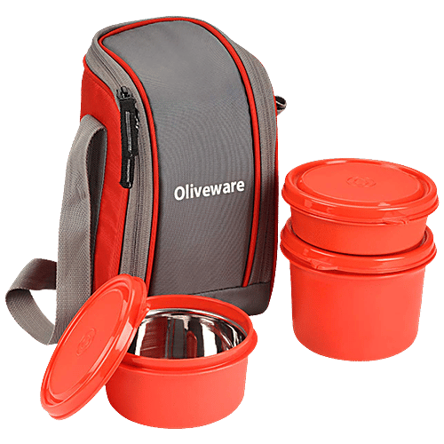 Buy Oliveware Boss Lunch Box Containers With Bag Dist - Air-Tight, Red ...
