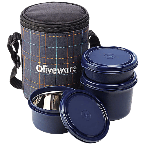 Buy Oliveware Infinite Lunch Box With Bag - Air-Tight, Blue Online at ...