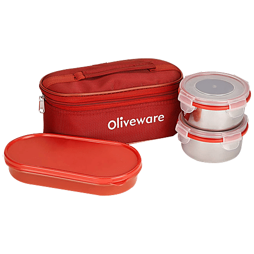 Buy Oliveware Aroma Lunch Box With Bag Dist - Durable, Red Online at ...