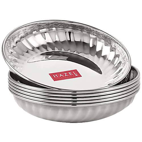 Buy Hazel Stainless Steel Serving Sweet Dish/Dessert Plate - Glossy ...