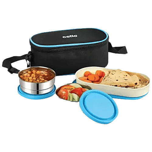 Buy Cello Exe Lunch Box - Stainless Steel, Blue, For Office & School ...