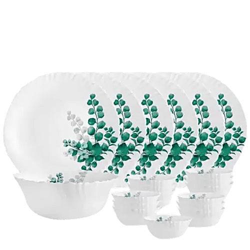 Buy Cello Dinner Set - Opalware, Aqua Leaves, Dazzle, White Online at Best Price of Rs 1319 ...