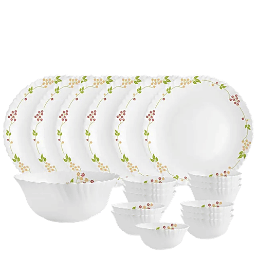 Buy Cello Dinner Set - Opalware, Secret Garden, Dazzle, White Online at ...