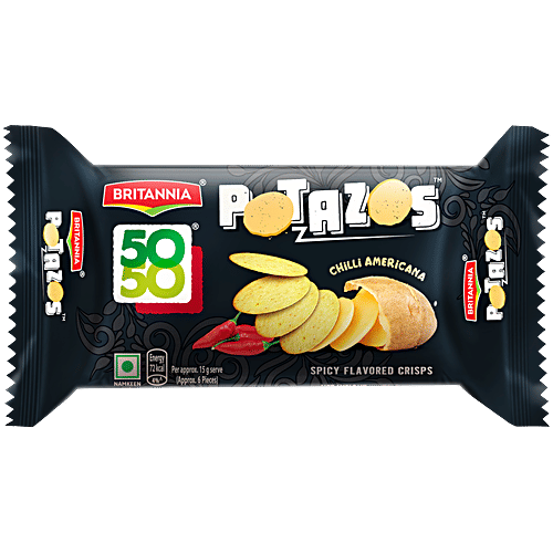 Buy Britannia 50-50 Potazos - Chilli Americana, Spicy Flavoured Crisps ...