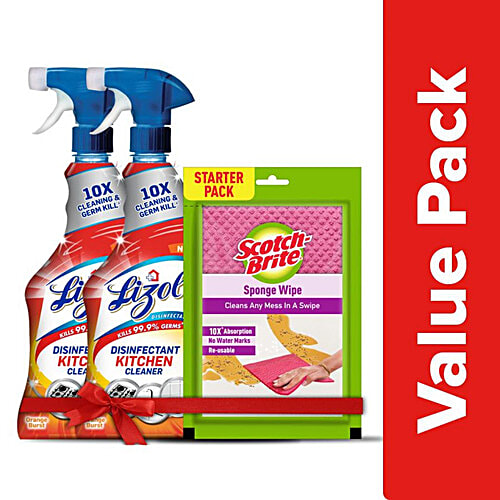 Buy Lizol Disinfectant Kitchen Cleaner Liquid Spray + Scotch Brite ...