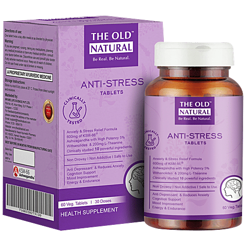 Buy The Old Natural Anti Stress Tablets - Ashwagandha KSM 66 Extract ...