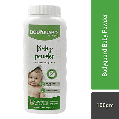 Buy Bodyguard Talc-Free Natural Baby Powder with Corn Starch – 100 gm ...
