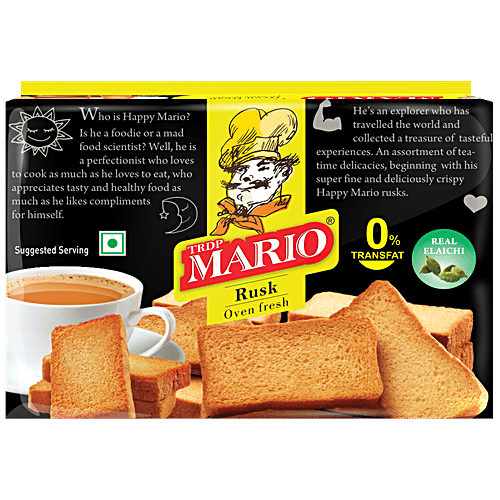 Buy TRDP MARIO Rusk - Oven Fresh, 0% Transfat, With Real Elaichi ...