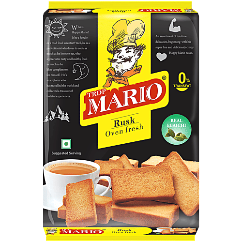 Buy TRDP MARIO Rusk - Oven Fresh, 0% Transfat, With Real Elaichi ...