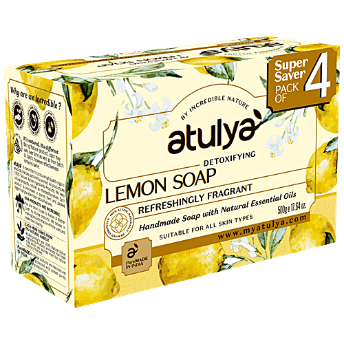 Buy Atulya Detoxifying Lemon Soap - Handmade, Refreshing Fragrant, Value Pack Online at Best ...
