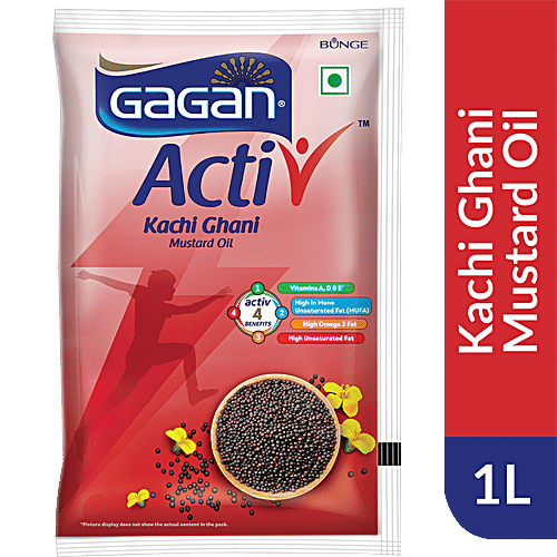 Buy Gagan Active Kachi Ghani Mustard Oil - Rich In Omega 3 & Vit D ...